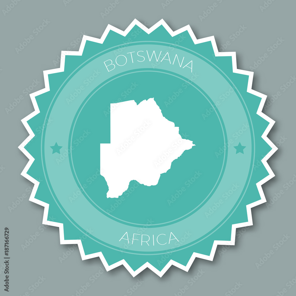 Botswana badge flat design. Round flat style sticker of trendy colors ...
