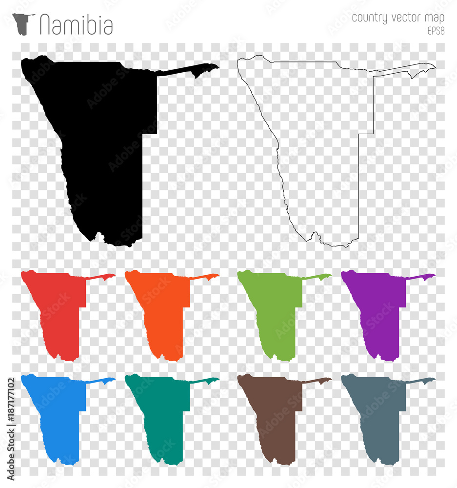 Namibia high detailed map. Country silhouette icon. Isolated Namibia ...