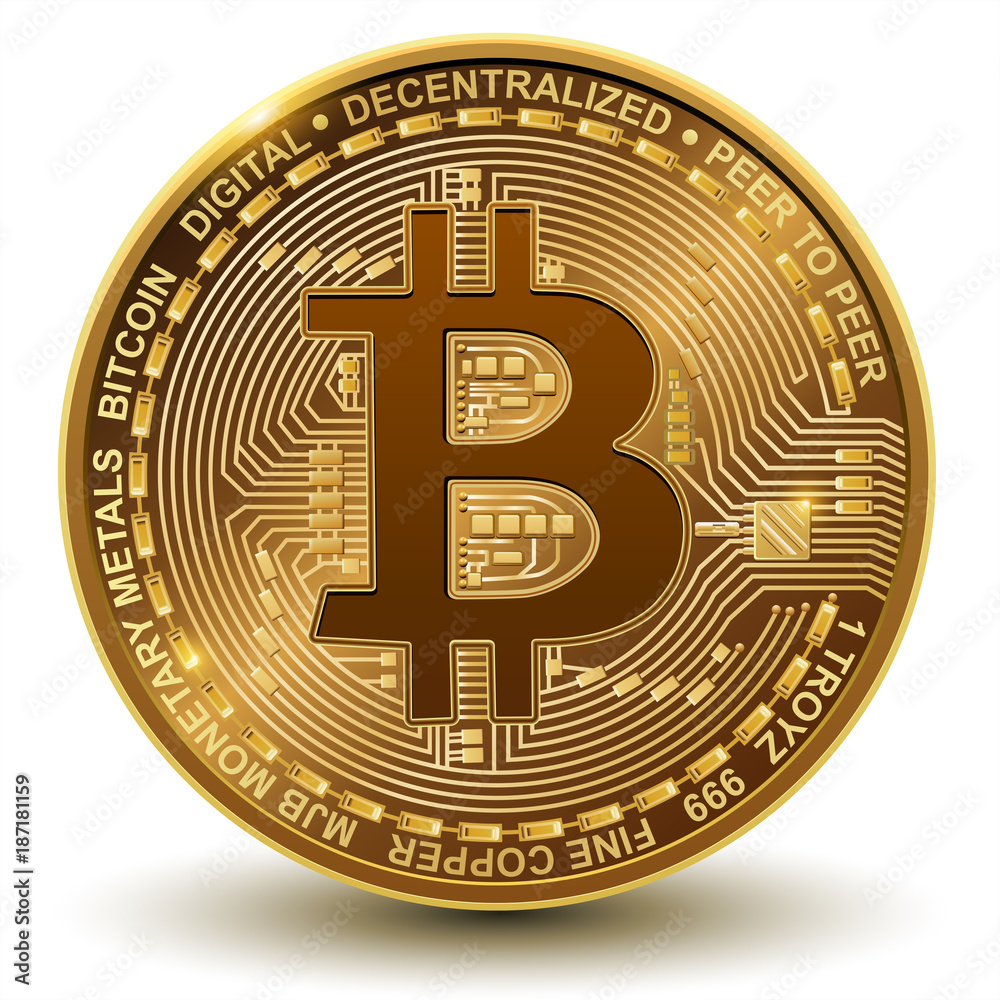 Bitcoin, realistic vector illustration. Stock Vector | Adobe Stock