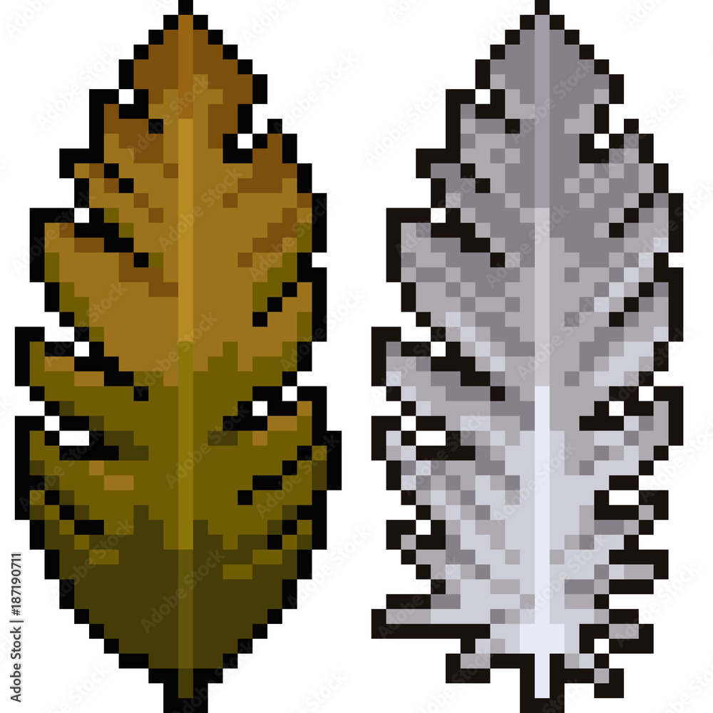 vector pixel art leaf feather Stock Vector | Adobe Stock