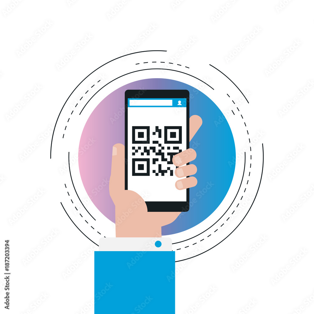 Mobile app for QR-code scanning gradient color vector illustration. QR ...