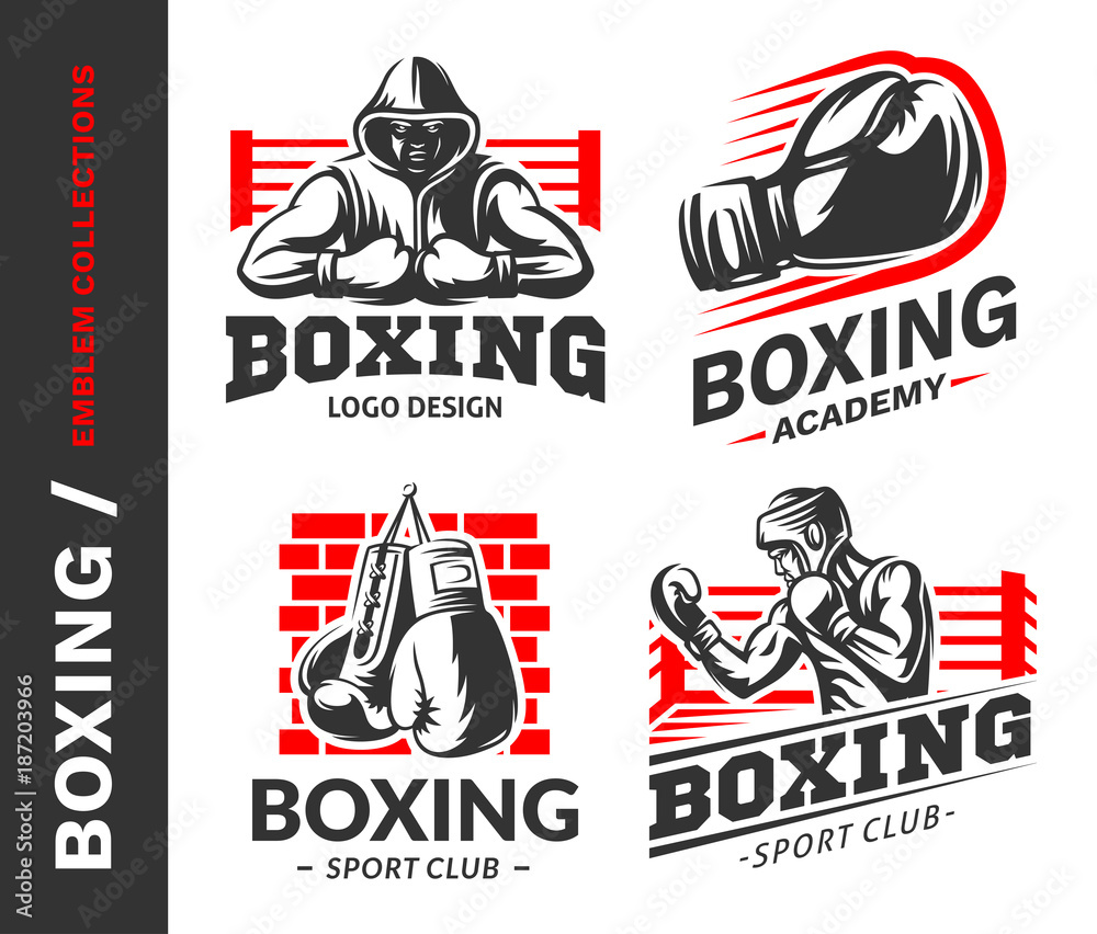 Boxing logo, emblem collections, designs templates on a white ...