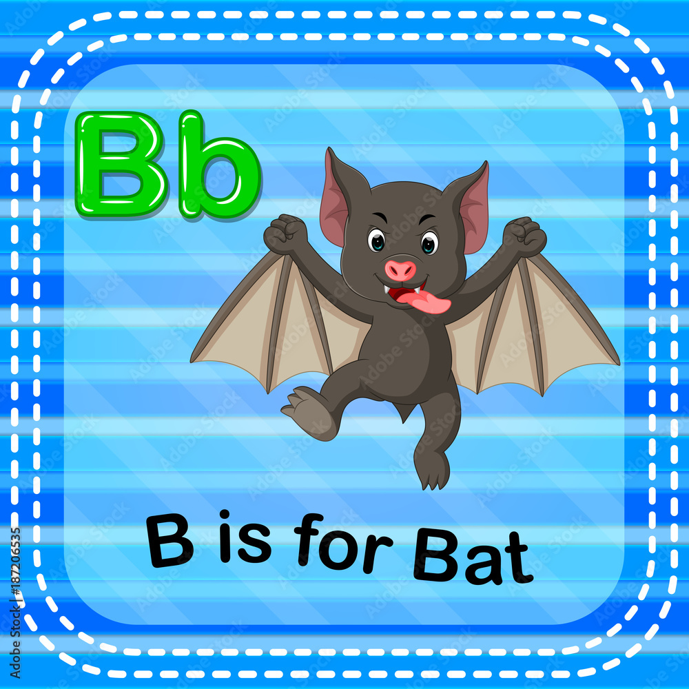 Flashcard letter B is for bat Stock Vector | Adobe Stock