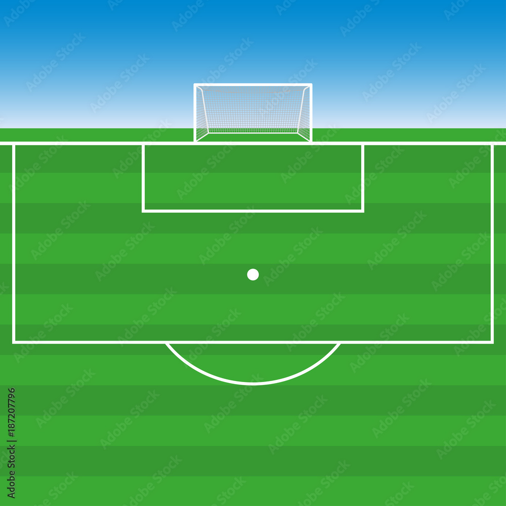 Soccer field. Football stadium with soccer goal and markings. Vector ...