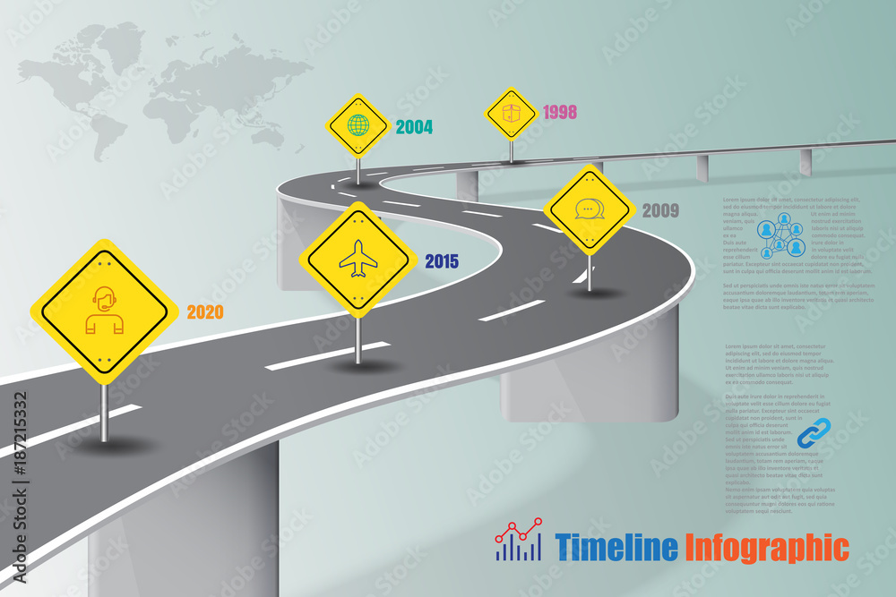 Business road map timeline infographic expressway concepts designed for ...