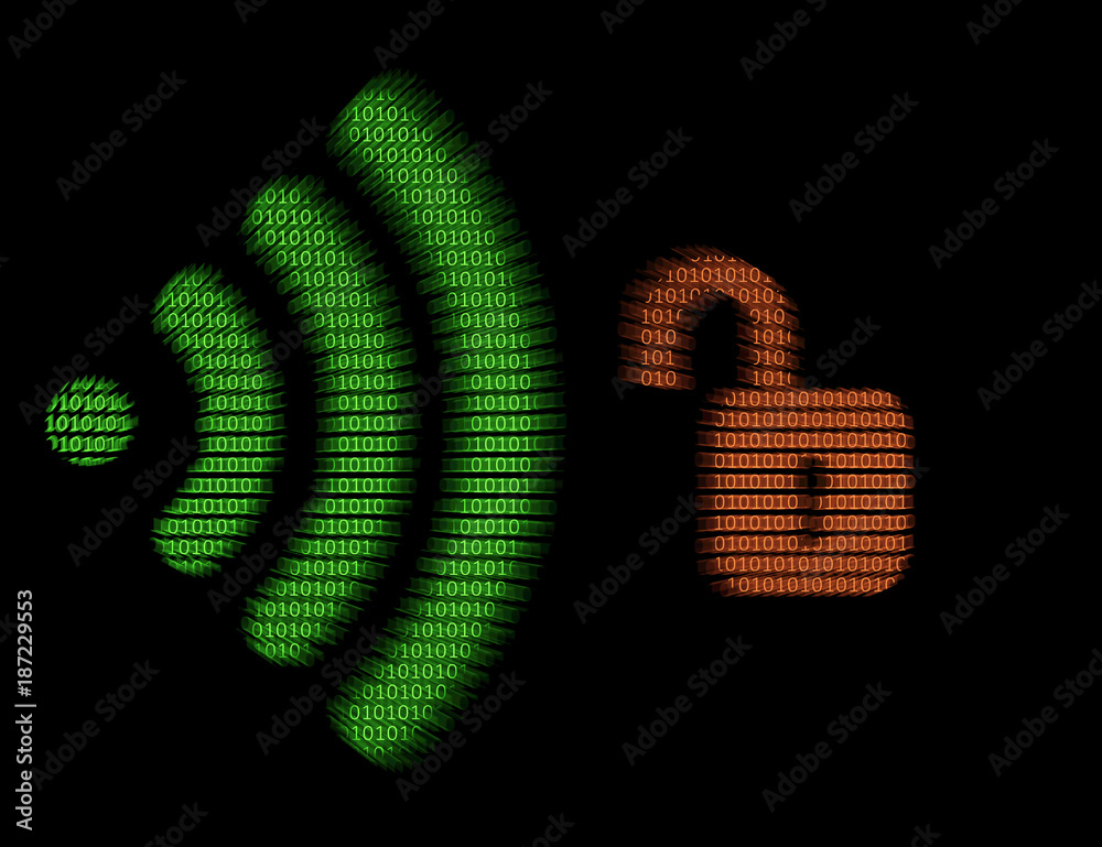 Hacked Wireless - WiFi - Illustration depicting wireless communication ...
