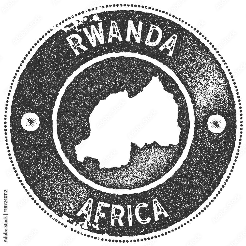 Rwanda map vintage stamp. Retro style handmade label, badge or element ...