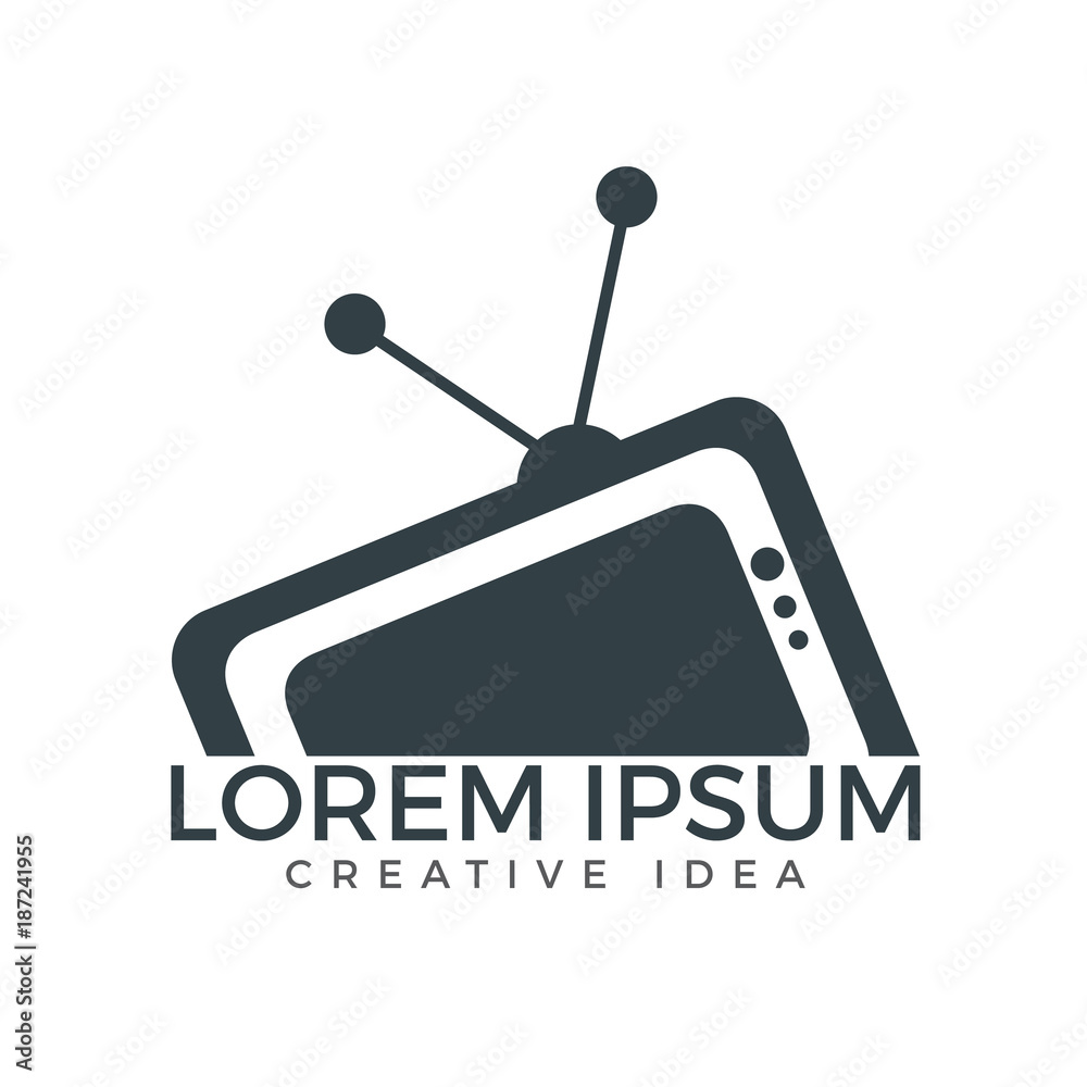 TV media logo design. TV Service Logo Template Design. Stock Vector ...