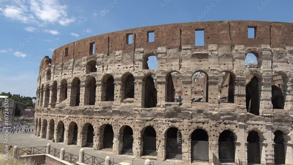 Footage of Colosseum or Coliseum also known as the Flavian Amphitheatre ...