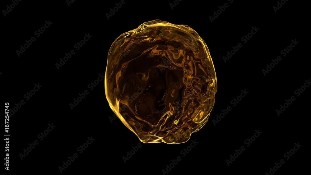 Seamlessly looped colored fluid(motor oil, honey) flows with splashes ...