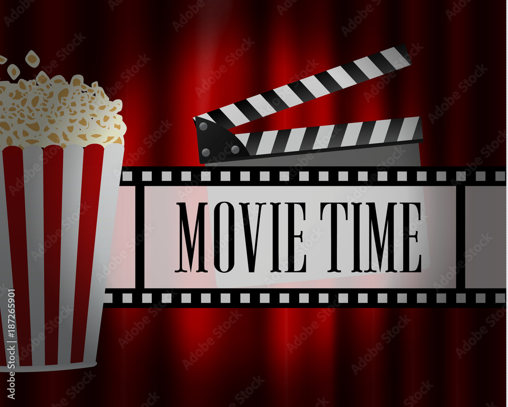 Cinematograph elements of the film industry banner design. Movie Time ...