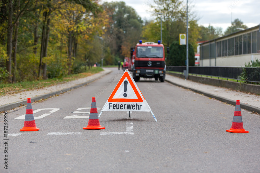 Feuerwehr - Absperrung Stock-Foto | Adobe Stock