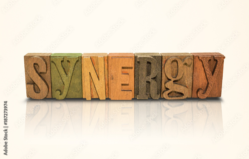 Synergy Word Block Letters - Isolated White Background Stock Photo ...