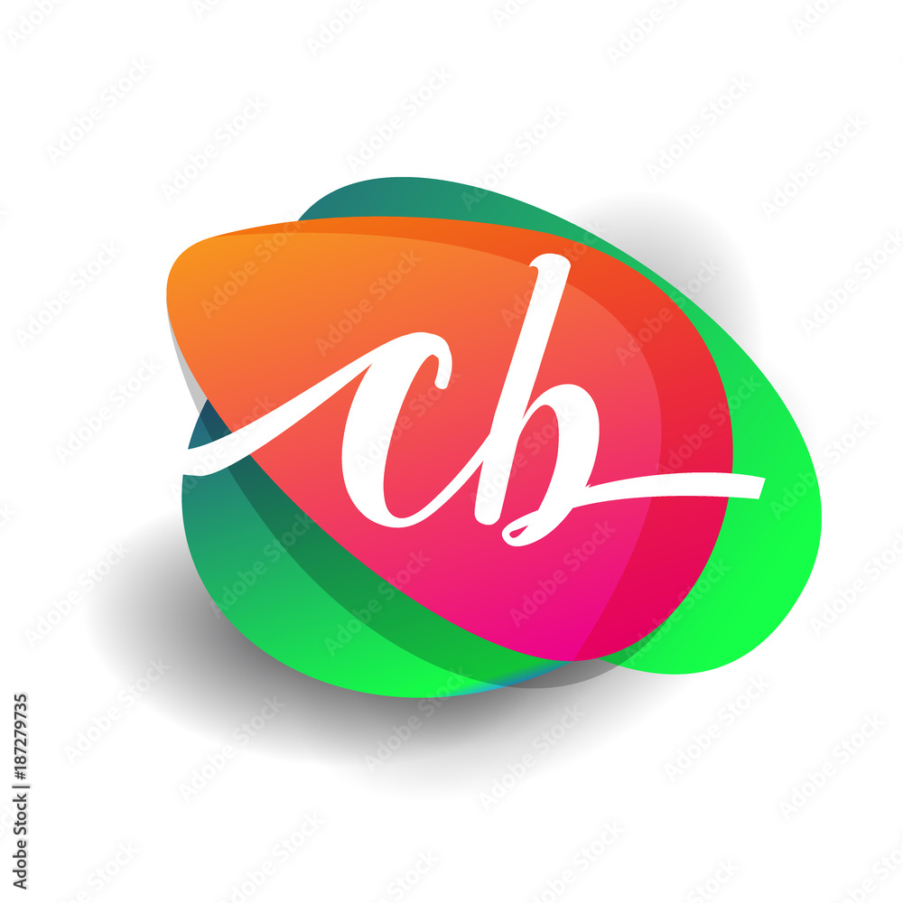 Letter CB logo with colorful splash background, letter combination logo ...
