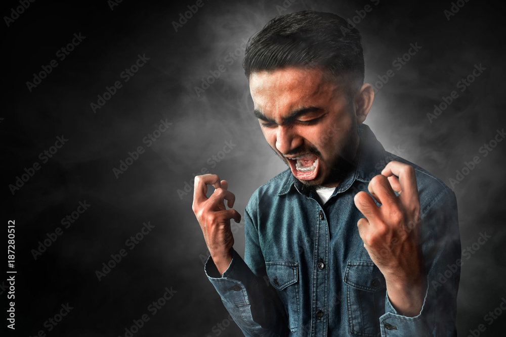 Asian man screaming Stock Photo | Adobe Stock