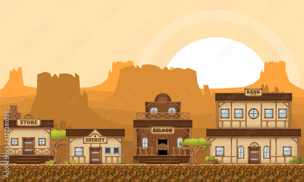 Cowboy Buildings Stock Vector | Adobe Stock