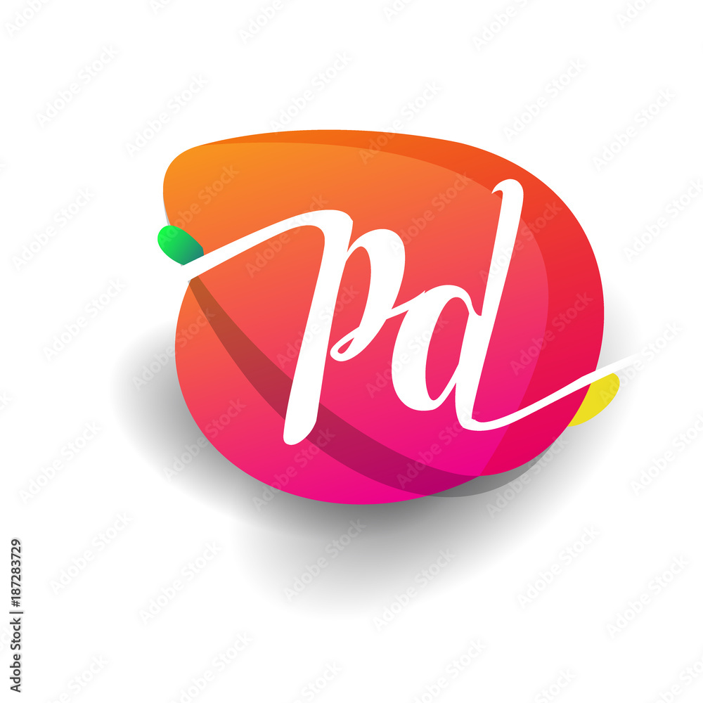 Letter PD logo with colorful splash background, letter combination logo ...