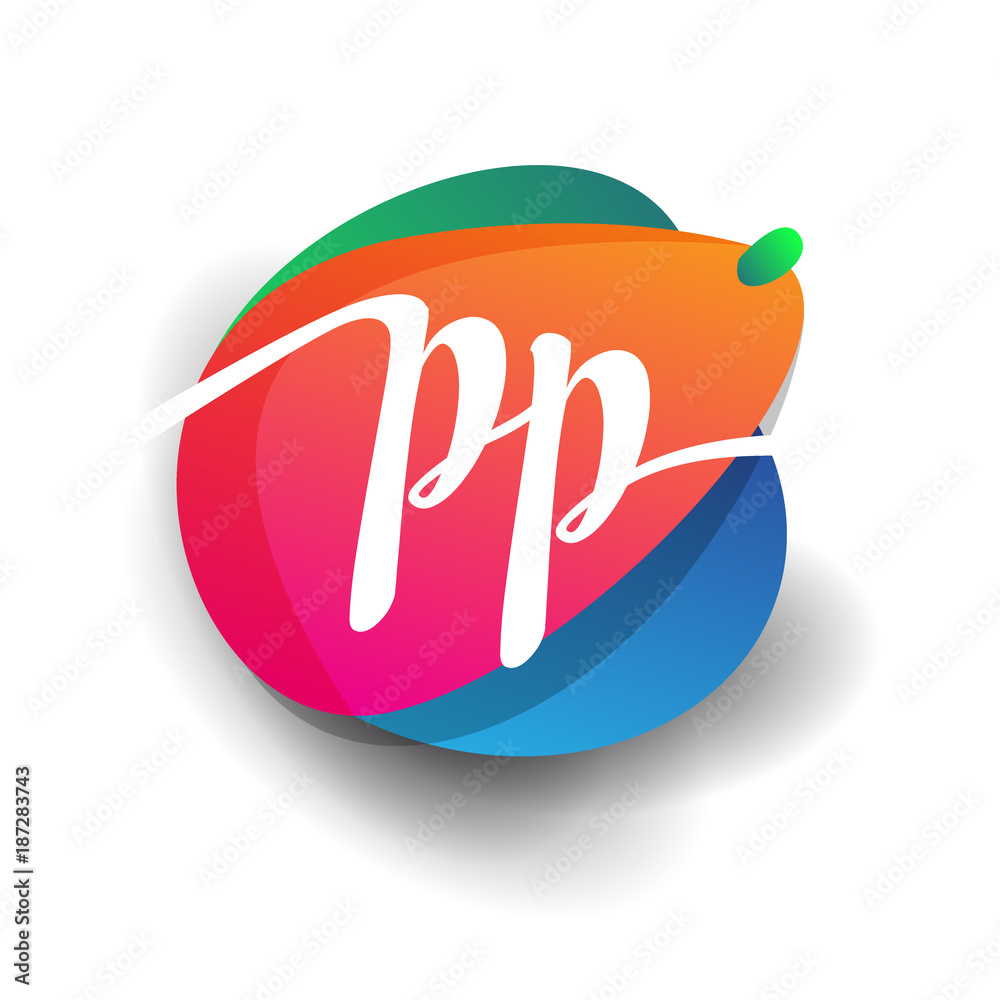 Letter PP logo with colorful splash background, letter combination logo ...
