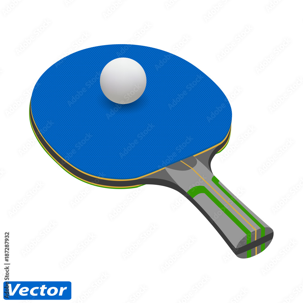 Tennis racket vector illustration.Ping pong racket in vector on white ...