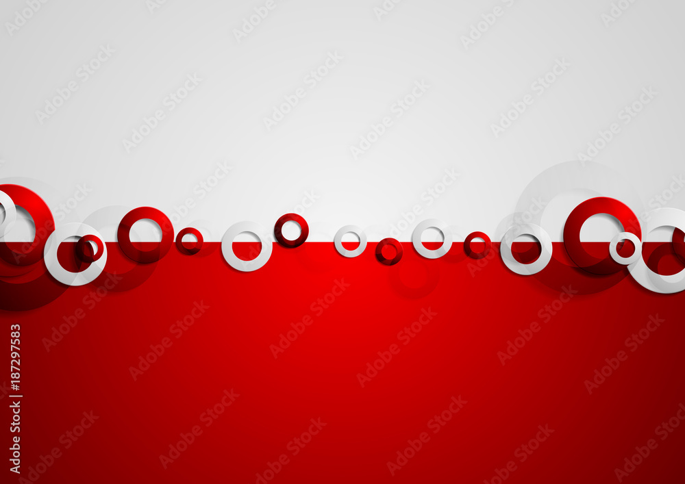 Contrast red and grey tech background with rings Stock Vector | Adobe Stock