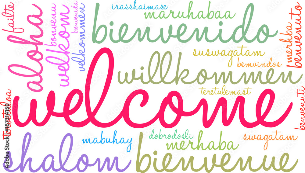 International Welcome Word Cloud. Each word used in this word cloud is ...