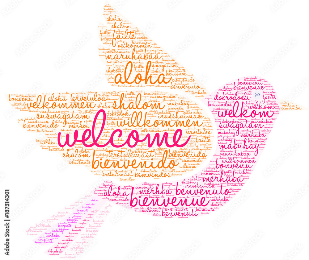 International Welcome Word Cloud. Each word used in this word cloud is ...