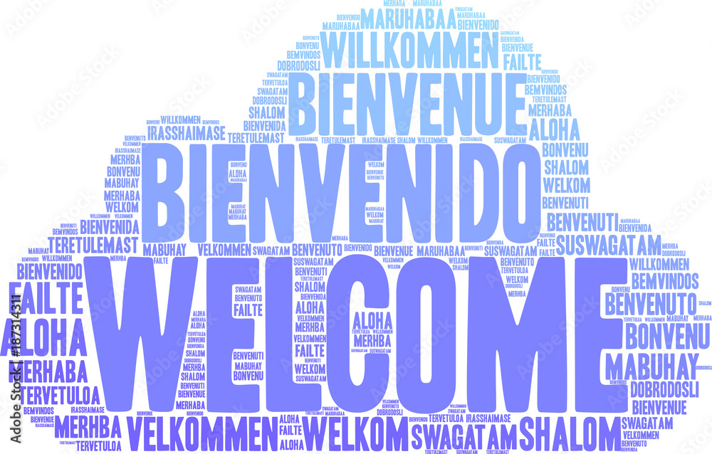 International Welcome Word Cloud. Each word used in this word cloud is ...