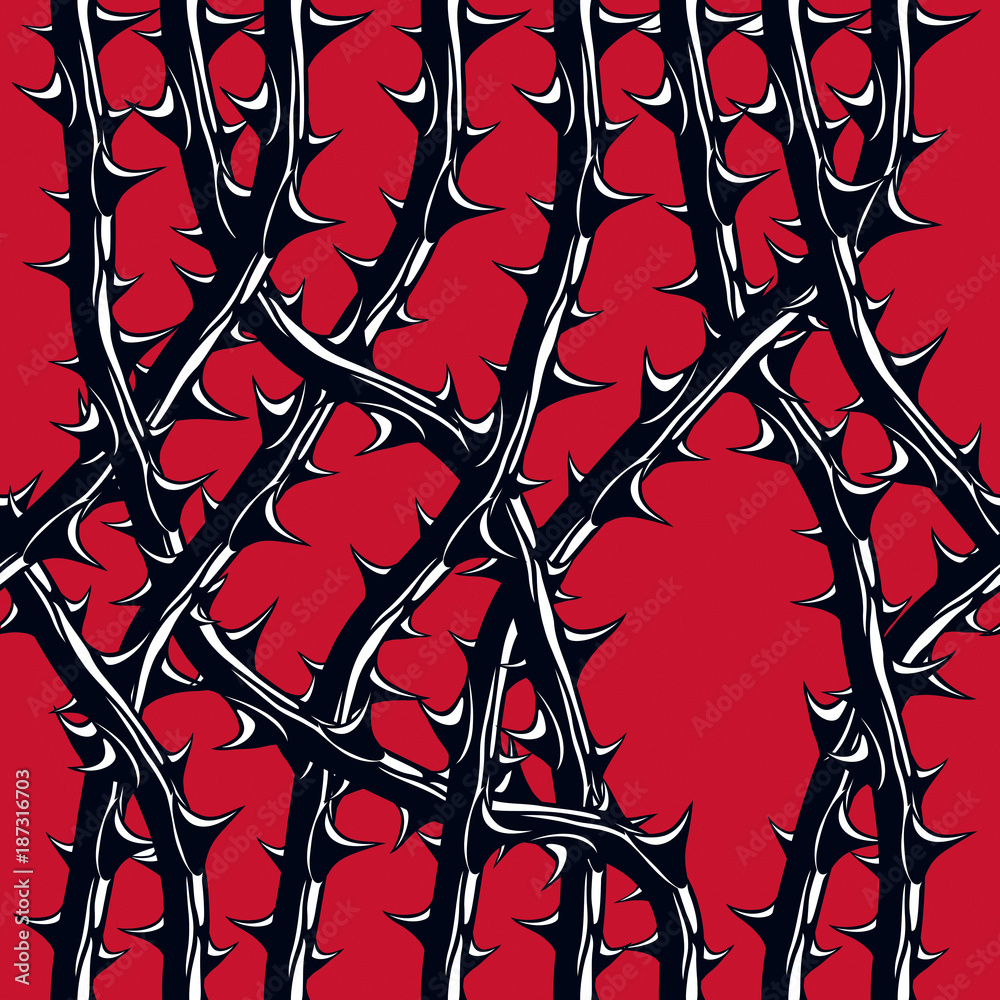 Horror art style seamless pattern, vector background. Blackthorn ...