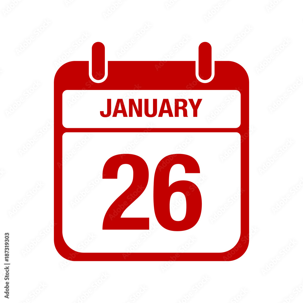 26 January calendar red icon. twenty six Stock Vector | Adobe Stock