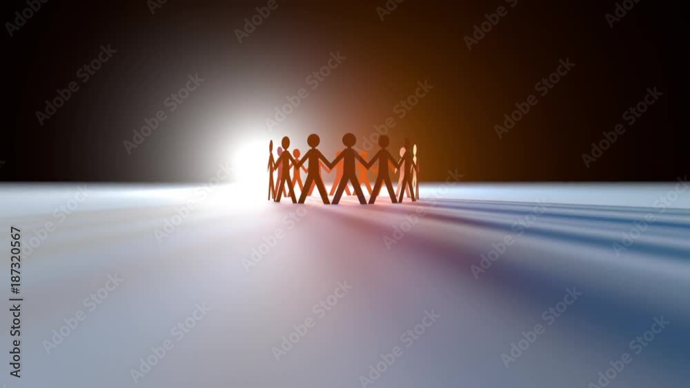 3D rendered Animation of symbolic People standing together and forming ...
