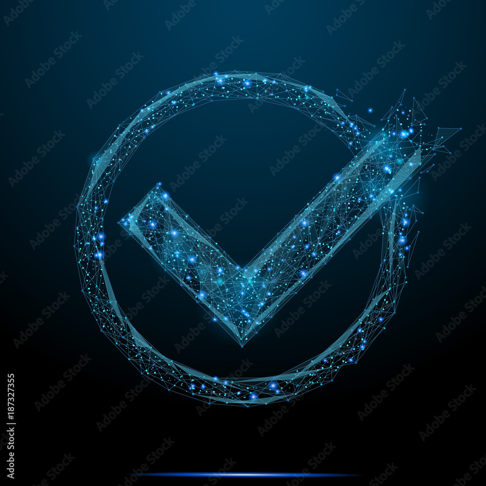Vettoriale Stock Abstract image of check mark in the form of a starry ...