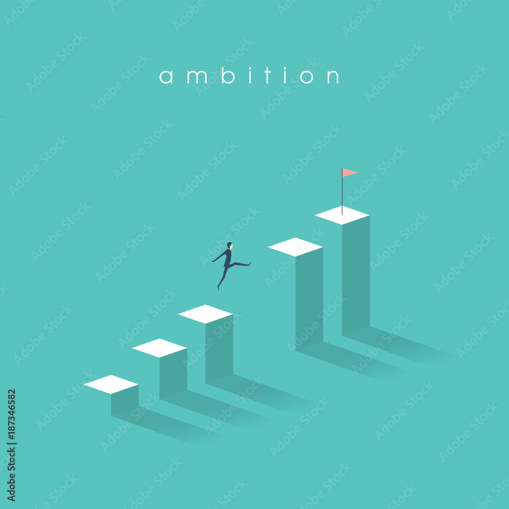 Business ambition vector concept with businessman jumping over gap and ...