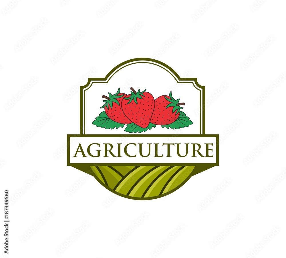 strawberry farm logo design Stock Vector | Adobe Stock