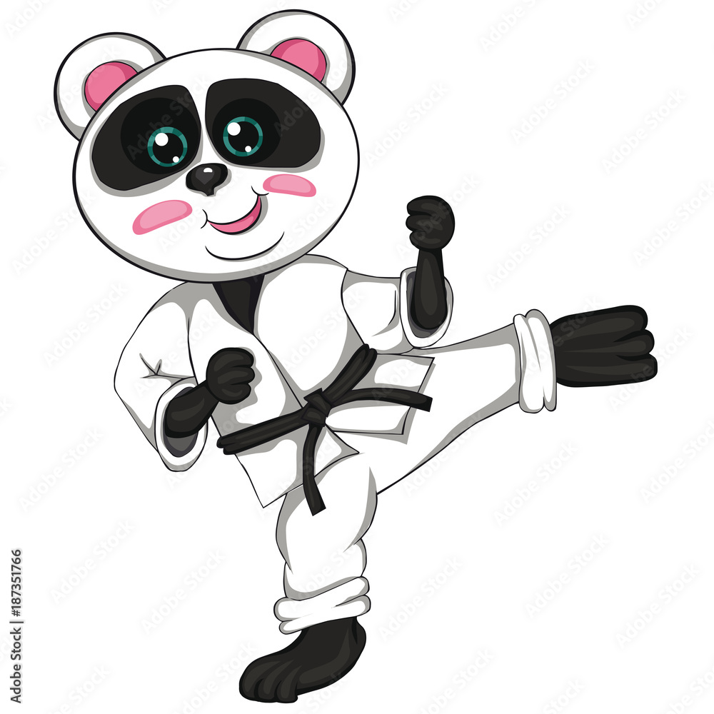 Karate panda. Cartoon style. Isolated image on white background. Clip ...