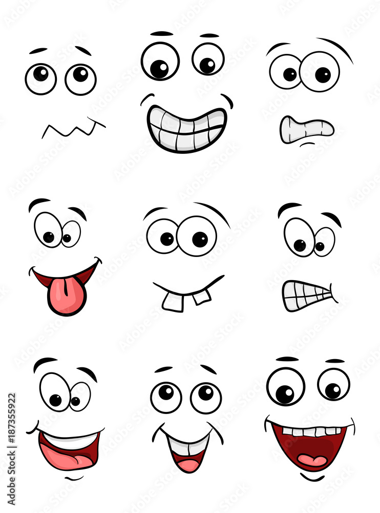 cartoon face set isolated on white background Stock Vector | Adobe Stock