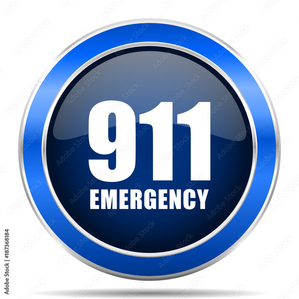 Number emergency 911 vector icon. Modern design blue silver metallic ...