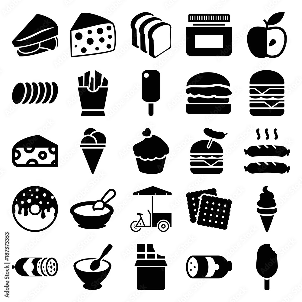 Snack icons. set of 25 editable filled snack icons vector de Stock ...