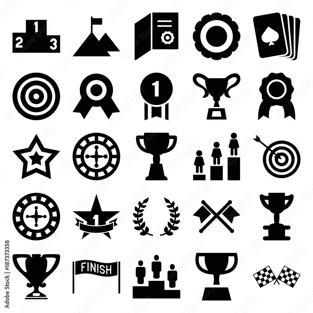 Winner icons. set of 25 editable filled winner icons Stock Vector ...