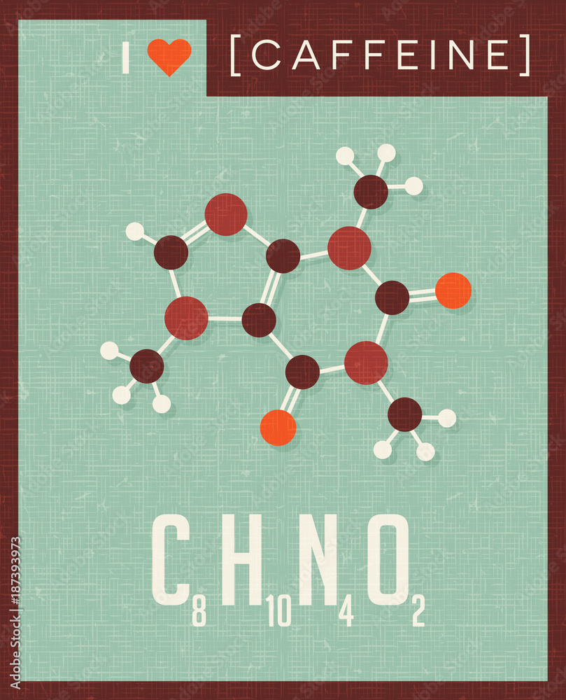 Retro scientific poster of the molecular formula and structure of ...