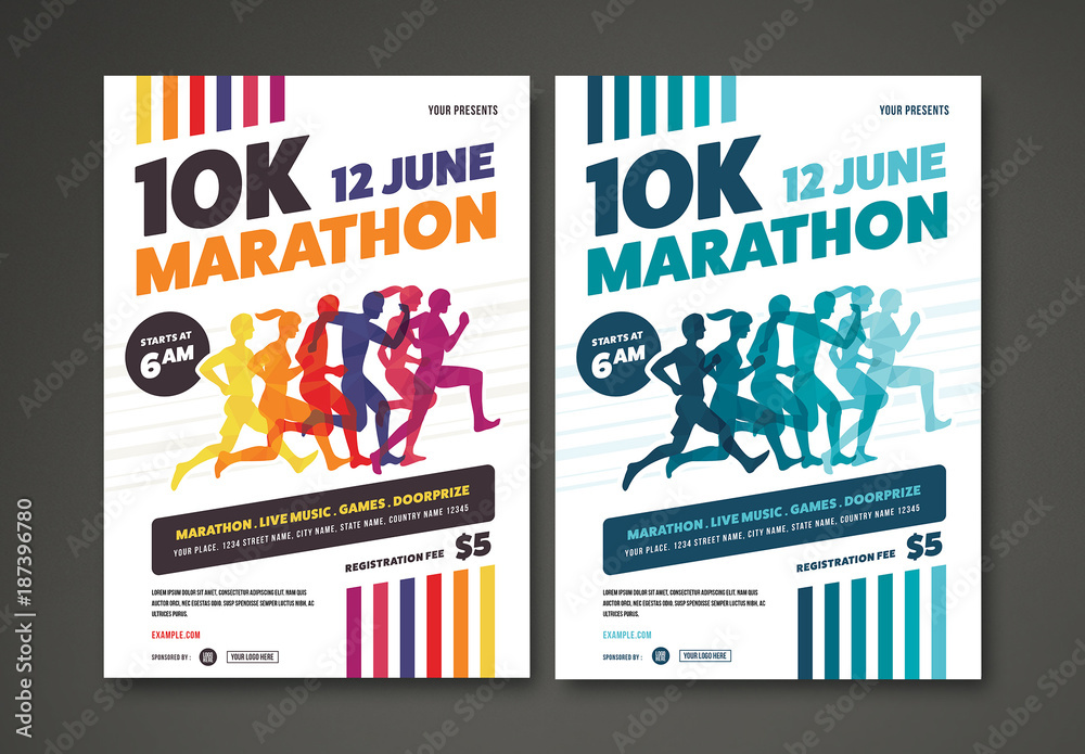 Marathon Flyer Layout Stock Template | Adobe Stock