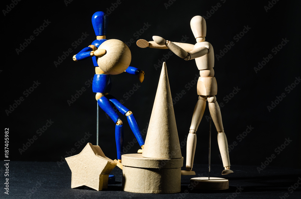 Articulated artist models with various shapes holding and reaching for ...