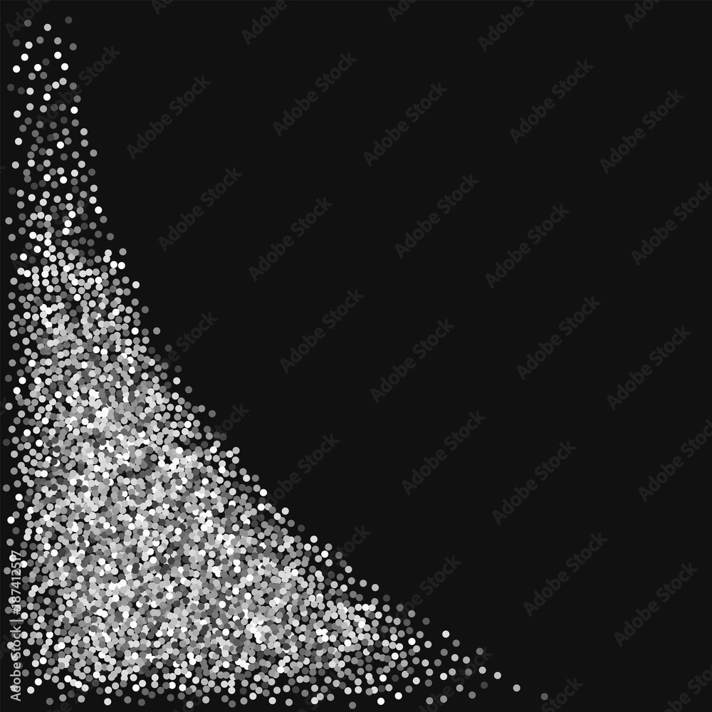 Round gold glitter. Bottom left corner with round gold glitter on black ...
