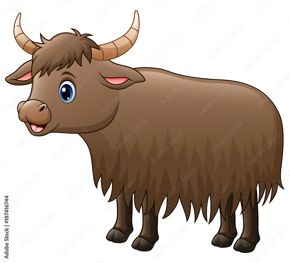 Cute yak cartoon Stock Vector | Adobe Stock