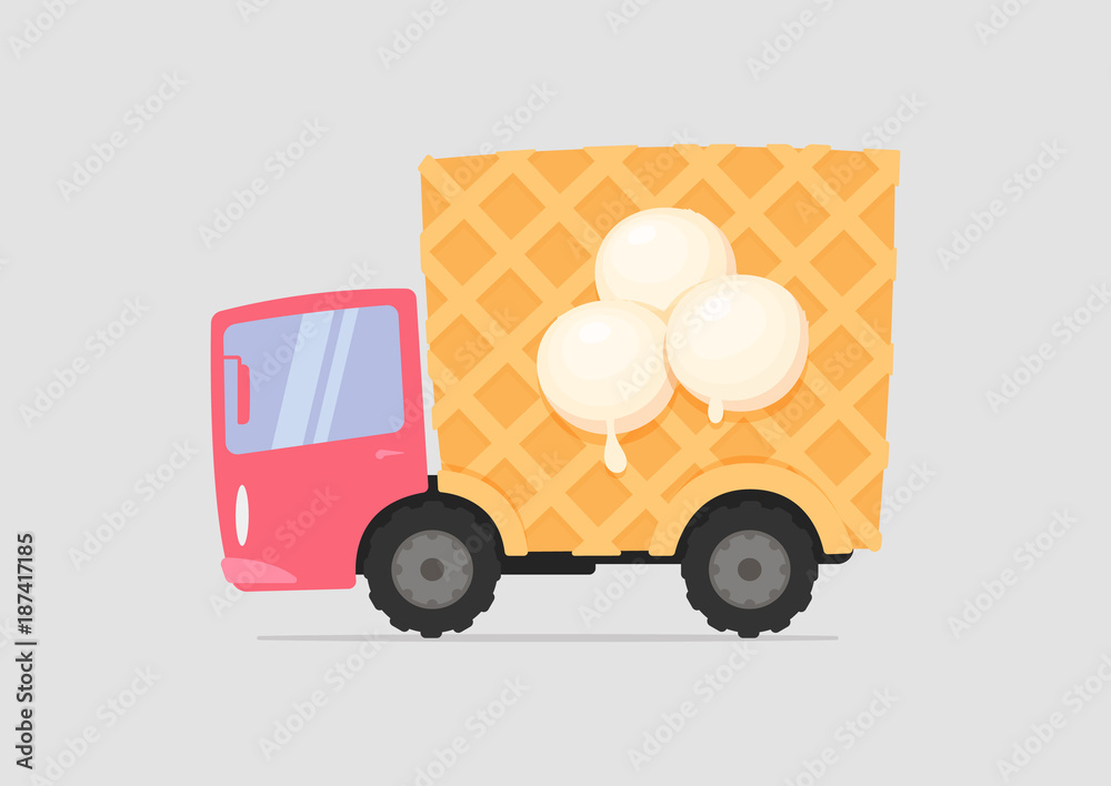 Cartoon Delivery Ice Cream Truck Stock Vector | Adobe Stock