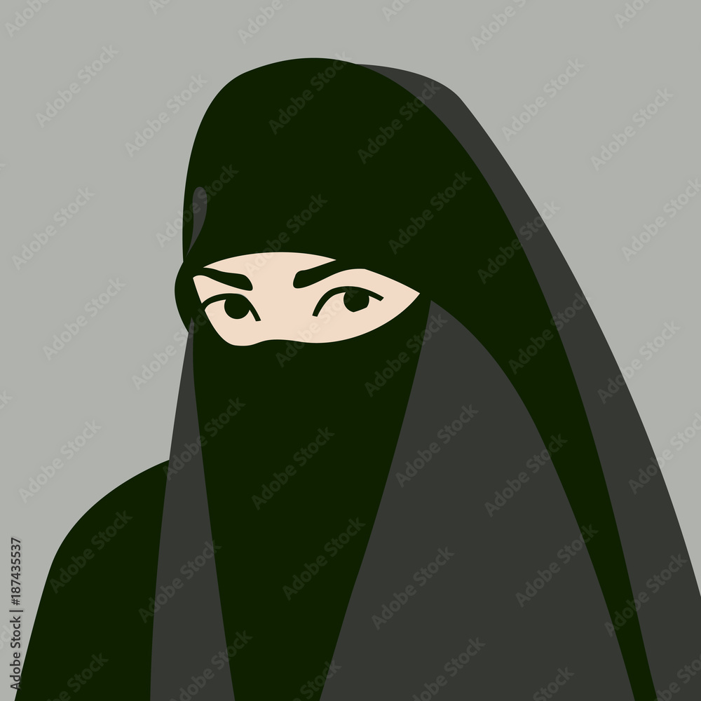 Muslim in hijab face vector illustration flat style front Stock Vector ...