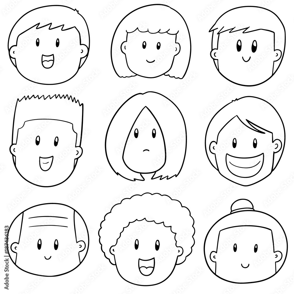 vector set of cartoon face Stock Vector | Adobe Stock