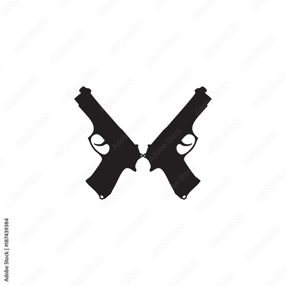 silhouette guns crest pistol black color magazine symbol Stock Vector ...