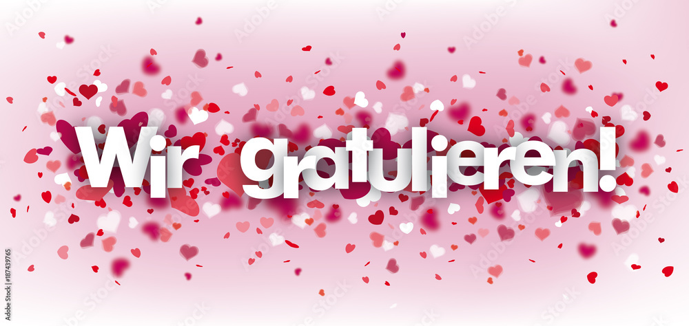 Banner mit Herzen mit dem Text Wir Gratulieren Stock Vector | Adobe Stock