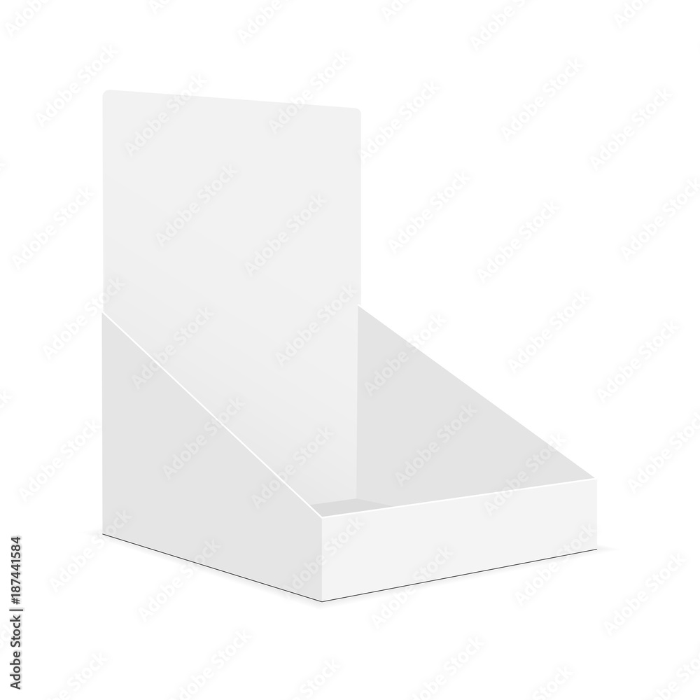 Blank display box mockup isolated on white background - side view ...