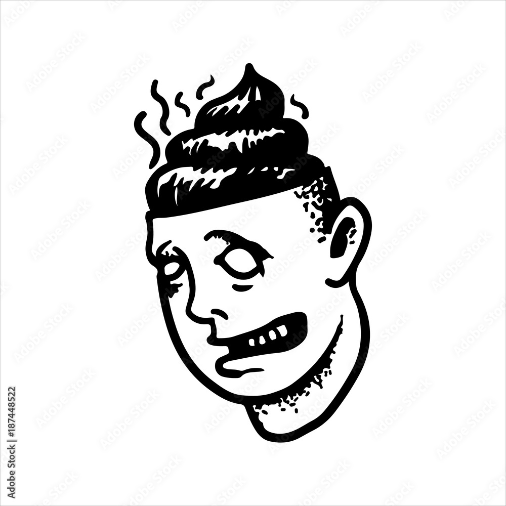 Etched vector illustration. Engraved sticker. Dark humor jokes ...